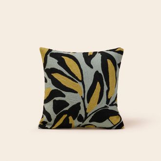 Madura Housse De Coussin Pheodora Céladon et jaune paille - VERT