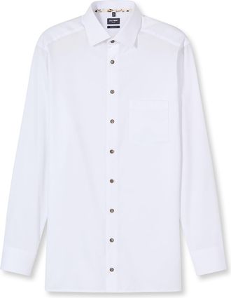 Olymp Herren Oberhemd Langarm 123584,Twill,Modern Fit 20,New Kent,Weiss 00,43