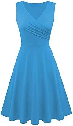 Generic Robes amincissantes pour femmes, robe d&eacute;contract&eacute;e &agrave; imprim&eacute; floral pour lext&eacute;rieur, la maison, &agrave; manches courtes, t-shirt mince, col en V fronc&eacute;, min