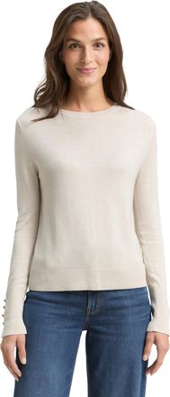 Tom Tailor Damen 1049125 Strickpullover Mit Knopf-Details, 36844 - Sand Stone Beige Melange, M EU