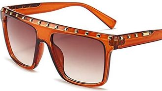 Generic Lunettes de soleil carrées décoratives en métal pour hommes et femmes 2025 pour les vacances en plein air (couleur : C, taille : moyen)