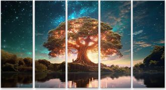 Islandburner Prime Bild auf Leinwand Leuchtendes Yggdrasil Symbol legendärer Baum aus der Wikinger Mythologie Bilder Wandbilder Poster