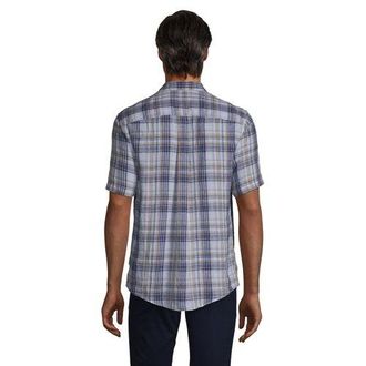 Lands End Leinenhemd mit kurzen &Auml;rmeln, Classic Fit, Herren, Gr&ouml;&szlig;e:56-58 regular, Blau, Leinen, by Lands End