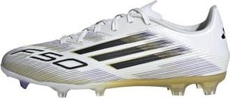 adidas Unisex Chaussure F50 League Terrain Souple/Multi-Surfaces, Cloud White/Core Black/Gold Metallic, 44 2/3