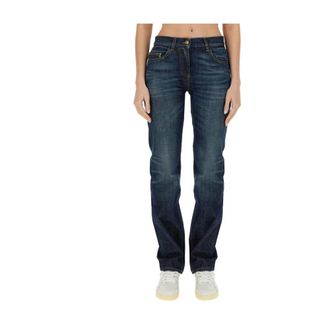 Palm Angels Femme, Jeans, Bleu, Taille: W28 Jean coupe droite avec logo brod&eacute;