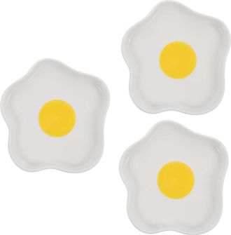 DOITOOL 3 St&uuml;ck Keramik Servierplatte Unregelm&auml;&szlig;ige Form Cartoon Spiegelei Design Dessertteller Fr&uuml;hst&uuml;cksteller Multifunktional F&uuml;r Zuhause Restaurant Verwen