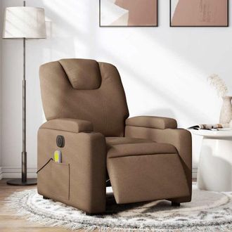 vidaXL Massagesessel Elektrisch Braun Stoff - Vidaxl