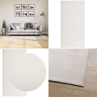 vidaXL Teppich iza Kurzflor Skandinavischer Look Creme 100x200 cm - Kurzflorteppich - Cremefarbene Teppiche - Skandinavischer Stil - Wohnzimmerteppich