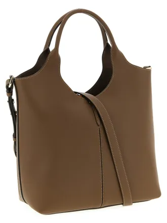 Tod's Womens Calfskin Leather Shoulder Bag Brown