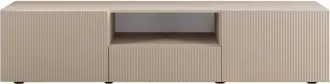 Altobuy Meuble TV 2 portes 1 tiroir beige fa&ccedil;ades relief &agrave; stries verticales - JANEIRO BEIGE