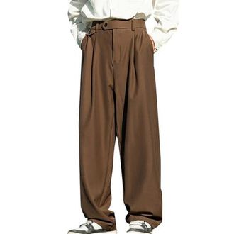 Generic Rrongwn Pantalon daffaires pour homme - Pantalon large - &Eacute;l&eacute;gant - Coupe ample - Pantalon chino - Taille haute - Pantalon large - Pantalon d&eacute;contract&eacute;