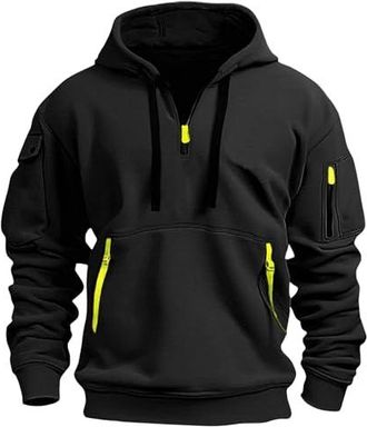 Generic Sweat Homme Pull Homme Couleur Unie Décontracté Sweat a Capuche Pull de Travail Homme Hiver Sportswear Mode Zippé Veste Automne