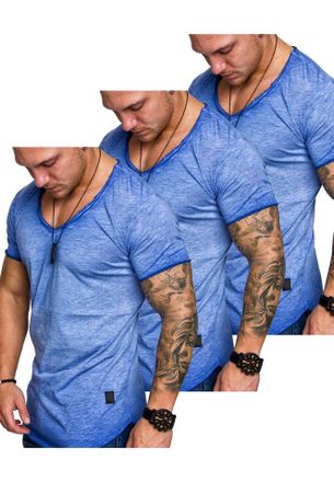 Amaci & Sons T-Shirt 3. NYC Herren 3er-Pack T-Shirts (3er-Pack) Herren Basic Oversize T-Shirt mit V-Ausschnitt