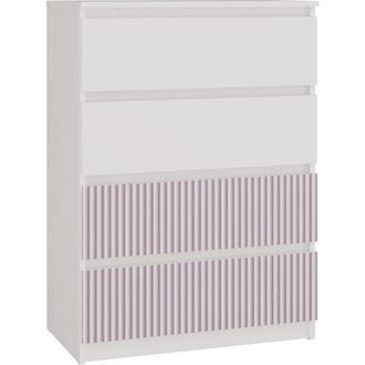 Topeshop Cdf Kommode Malwa M4 Farbe: Wei&szlig;/Rosa Schrank f&uuml;r Dokumente, Kleinigkeiten Ideal f&uuml;r Wohnzimmer, Schlafzimmer, Kinderzimmer, Jugendzimmer 4 ger&auml;umige