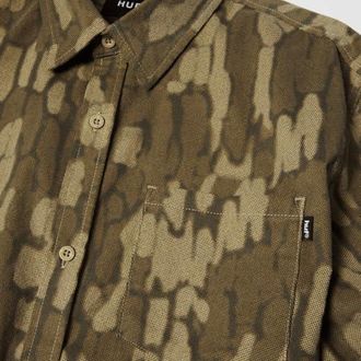 HUF Chemise en velours c&ocirc;tel&eacute; camouflage d&eacute;form&eacute;, Camouflage discret, Taille L