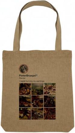 Fabulous Sac Shopping Tote Bag Aspect Lin - Pieter Bruegel R&eacute;seaux Sociaux Peinture Peintre - Sac de Courses Toile Epaisse 360g Beige Naturel Cabas Port&eacute; Epaul