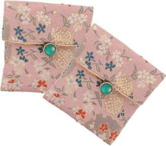 Yarnow 2 pièces Pochette Bijoux Brocart Chinois avec Rabat Sac de Rangement Robuste et Pratique Protection Anti-rayures Voyage et Usage Quotidien Design Trad