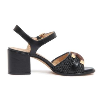 Roberto Festa Milano Raffia Sandale Alice Schwarz Made in Italy - - Shoes - Damen - Schwarzk - 36 EU