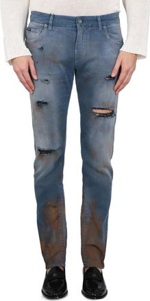 Dolce & Gabbana Skinny Fit Cotton Jeans - Multicolor