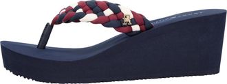 Tommy Hilfiger Damen Th Wedge Braided Summer Sandal Fw0fw09198 Zehentrenner, Blue (RWB), 35 EU