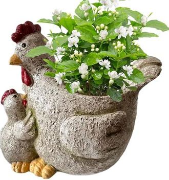 Generic Pot De Poulet, Planteur Poulet,Planteur Danimaux Statue - Parent-enfant, Support, Pots Fleurs Dessin Anim&eacute;