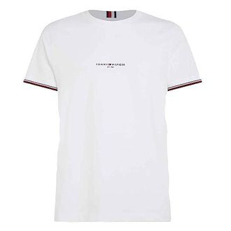 Tommy Hilfiger Homme T-Shirt Manches Courtes Tipped Tee Col Ras-du-Cou, Blanc (White), M