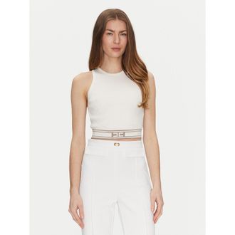 Elisabetta Franchi Top TK-39S-51E2 Wei&szlig; Slim Fit