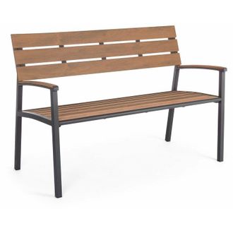 BIZZOTTO Gartenbank Isak aus Stahl und Polyholz, pulverbeschichtete Garten- und Terrassenbank