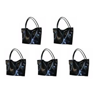 Generic Sac fourre-tout en cuir pour femme, grande capacit&eacute;, d&eacute;contract&eacute;, sac &agrave; main pour le travail, les voyages, sac &agrave; bandouli&egrave;re &eacute;l&eacute;gant, Noir 5 pi&egrave;ces., 