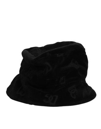 Dolce & Gabbana Mens Black Cotton Suede Bucket Logo Capello Hat