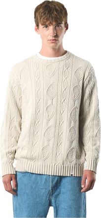 Pretty Green Marylebone Pullover Top f&uuml;r Herren, Mit Zopfmuster, Lang&auml;rmlig (Grau)