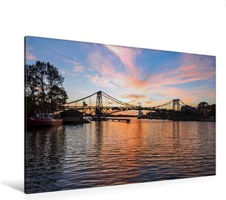 Calvendo Premium Textil-Leinwand 120 x 80 cm Quer-Format Kaiser Wilhelm Brücke im Sonnenuntergang | Wandbild, HD-Bild auf Keilrahmen, Fertigbild auf hochwertig