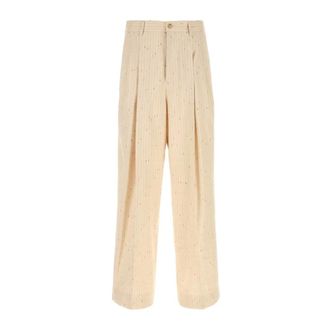 Dolce & Gabbana Homme, Pantalons, Beige, Taille: XL Pantalon en viscose m&eacute;lang&eacute;e brod&eacute;