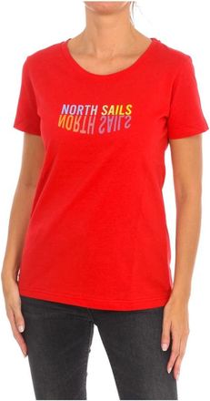 North Sails Kurz&auml;rmeliges T-Shirt mit geripptem Halsausschnitt - - Tops - Damen - Rot - M