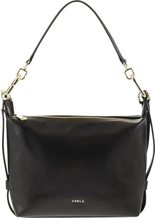 Furla Hobo Bags - Fine Embossed Leather Mini Hobo Bag - Gr. unisize - in Schwarz - f&uuml;r Damen