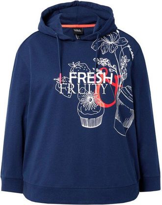 Ulla Popken Sweatshirt Hoodie Schriftmotiv Kapuze Langarm