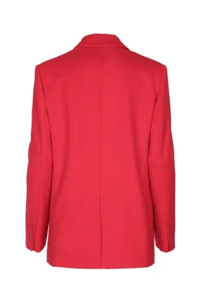 Elisabetta Franchi Single-Breasted Wool Blazer - Red