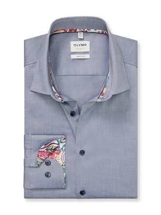 Olymp Level Five Chemise &agrave; manches longues pour homme, fausse unie, 366, niveau 5, coupe corporelle (15.05.2015 - F16), 21 New York Kent-2, Marine 18., 39