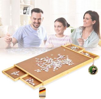 Floordirekt Floordirekt - Table de puzzle Yukon Support de puzzle compact avec tiroirs en bambou & mdf Pour enfants & adultes