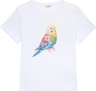 Oltre T-Shirt mit Druck und Applikationen - - Tops - Damen - Wei&szlig; - L