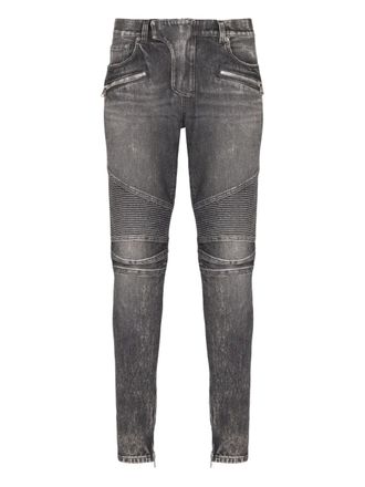 Balmain jean slim à empiècements contrastants - 9AZ WASHED BLACK