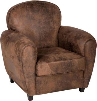 PEGANE Fauteuil en mousse PU coloris marron - Longueur 81 x Profondeur 86 x Hauteur 81 cm