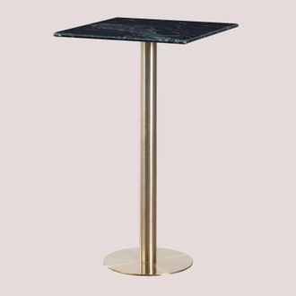 Sklum Sklum - Hoher quadratischer Bartisch aus Marmor (60x60 cm) Cosmopolitan Champagner-Gold Gr&uuml;ner Marmor