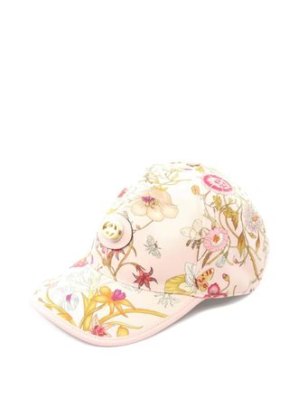 Gucci Baseballkappe aus Leder mit Blumenmuster - Rosa