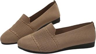 Generic Chaussures plates à enfiler pour femme en tricot respirant avec semelle souple et légère pour le quotidien et le travail, kaki, 38.5 EU