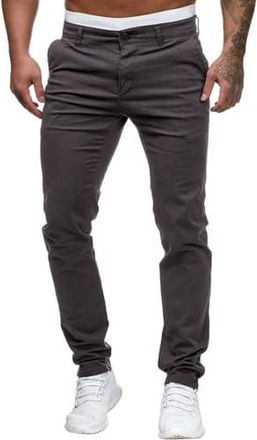Generic Pantalon chino pour homme, noir, droit, devant plat, couleur unie, confortable pour une tenue d&eacute;contract&eacute;e, un bureau, un travail, un pantalon droit &agrave;