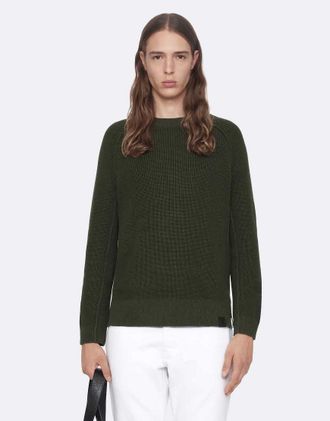 AllSaints Kit col rond en vert kaki fonc&eacute;