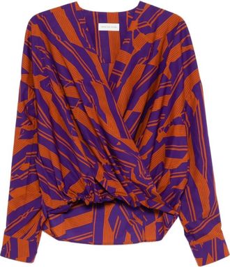 Dries Van Noten Femme, Blouses et Chemises, Multicolore, Taille: 38 FR Blouse &agrave; col en V imprim&eacute;e