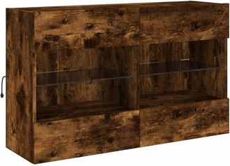 vidaXL TV-Wandschrank mit LED-Leuchten R&auml;uchereiche 98,5x30x60,5 cm vidaXL