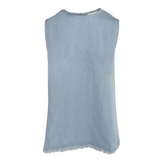 H&eacute;st Faded Denim Leinen Top - - Tops - Damen - Blau - L